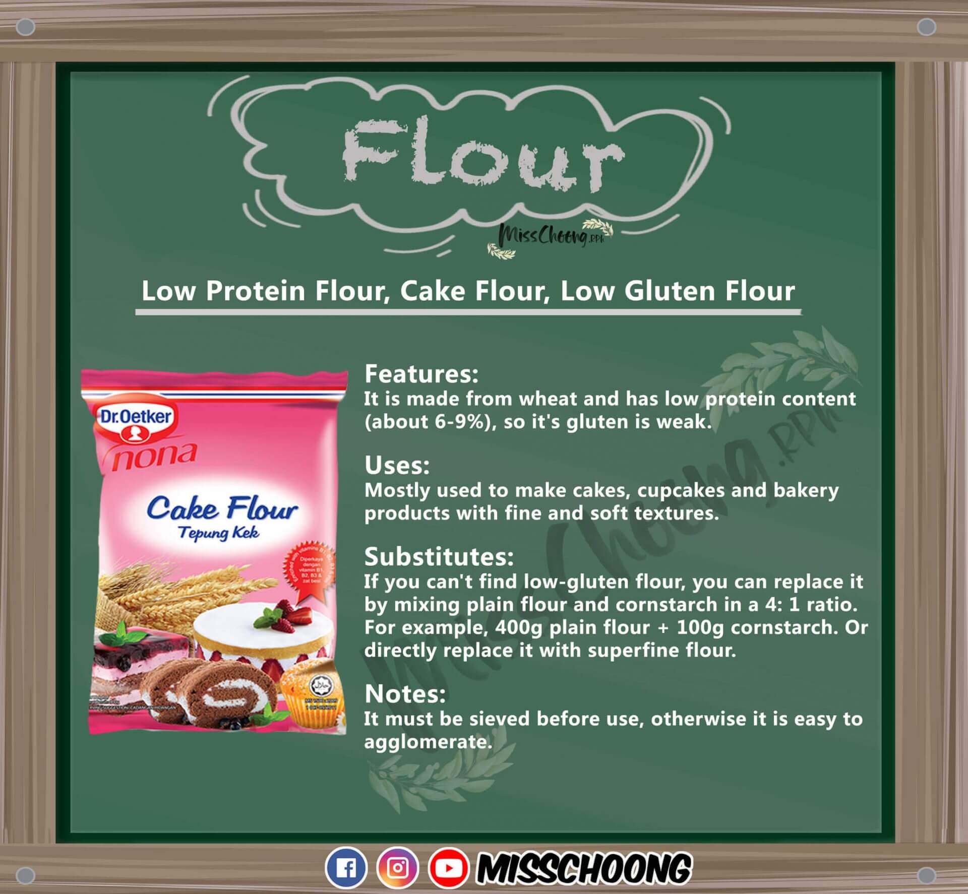 Low Protein Flour, Cake Flour, Low Gluten Flour Uses Explained | MissChoong